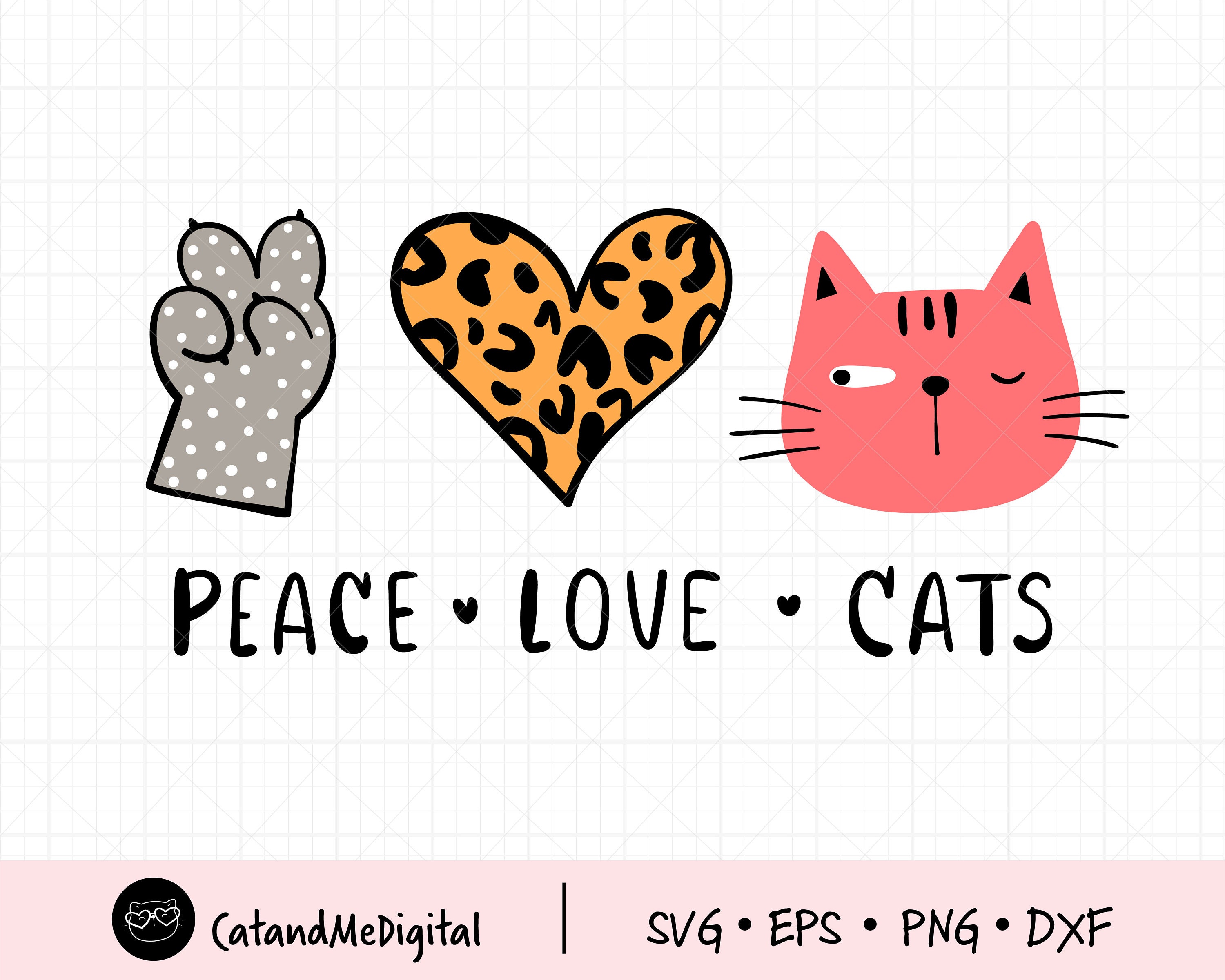 Peace Love Cat SVG Cut File Face Cat Svg Animal Pet Svg Cat - Etsy Canada