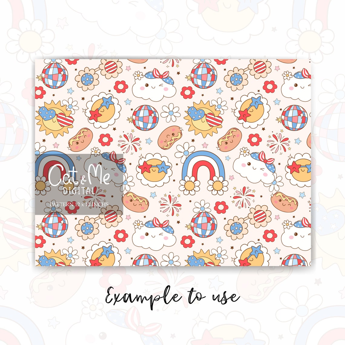 Groovy Fourth of July Pattern Retro Patriotic Seamless Fourth of July ...