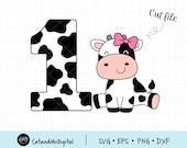 Cow Number Birthday Svg 1st Birthday Svg Cow Print Svg - Etsy UK
