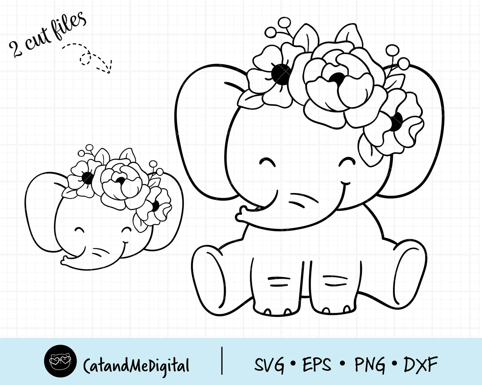 Floral Elephant Svg Flower Crown Svg Elephant Svg Cut File Animal Face ...