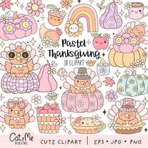 Groovy Pastel Thanksgiving Clipart Thanksgiving Day Pastel Fall Autumn ...