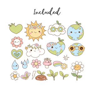 Retro Earth Day Clipart Earth Day Png Groovy Flower Power Clipart ...