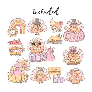 Groovy Pastel Thanksgiving Clipart Thanksgiving Day Pastel Fall Autumn ...