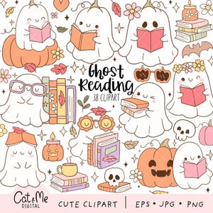 Ghost Reading Clipart Bookish Halloween Ghost Png Reading Autumn Vibes ...