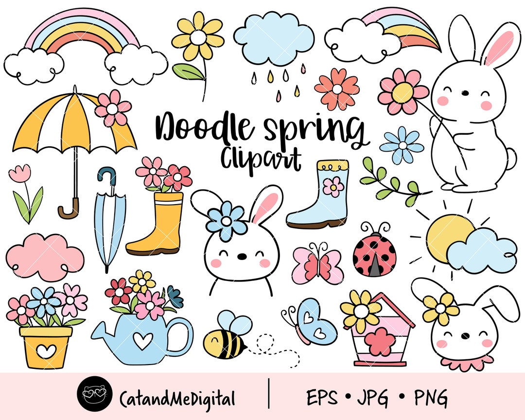 Doodle Spring Clipart Spring Clipart Spring Png Easter Clipart Bunny ...