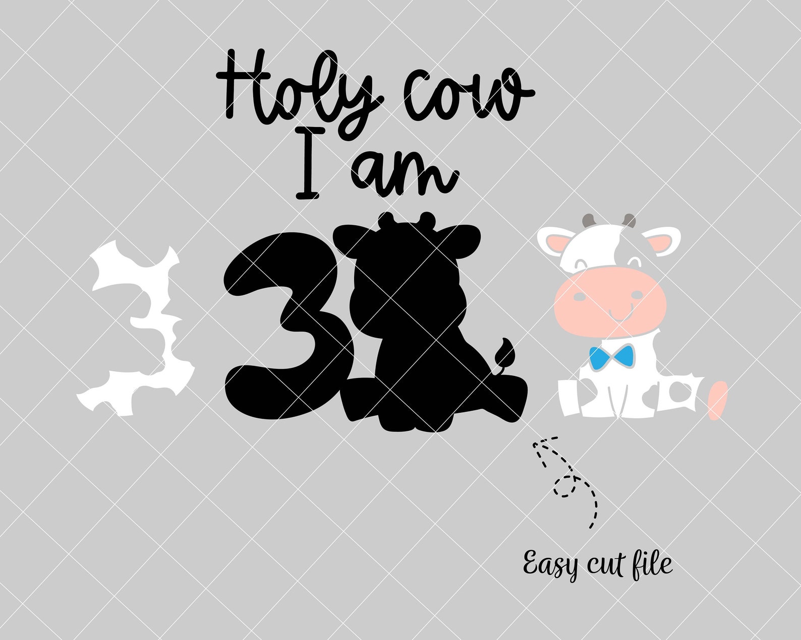 Holy Cow I Am Three Svg Third Birthday Svg Cow Number 3 Boy Three ...