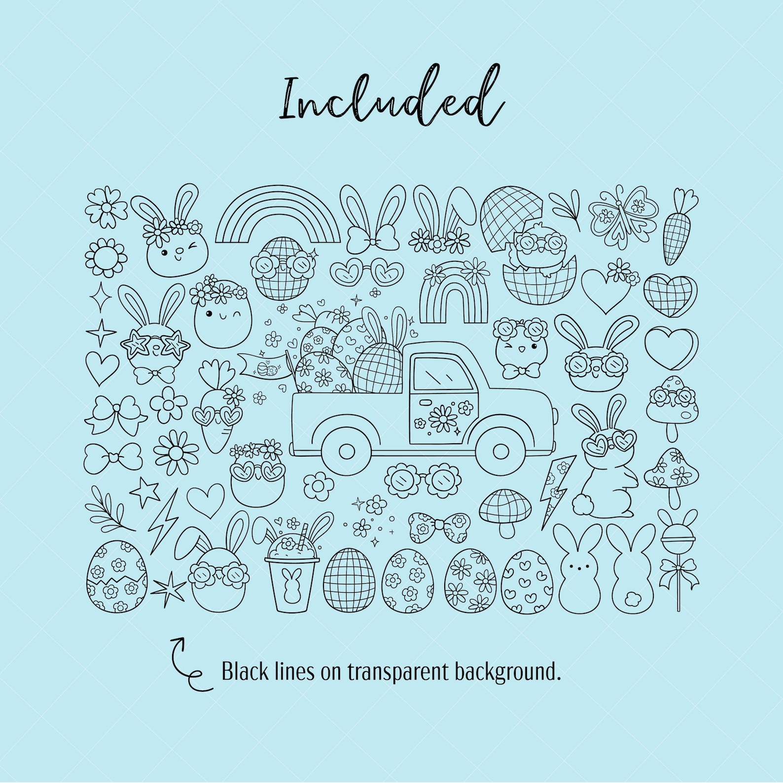 Doodle Groovy Easter Digital Stamp Retro Easter Stamp Spring Coloring ...