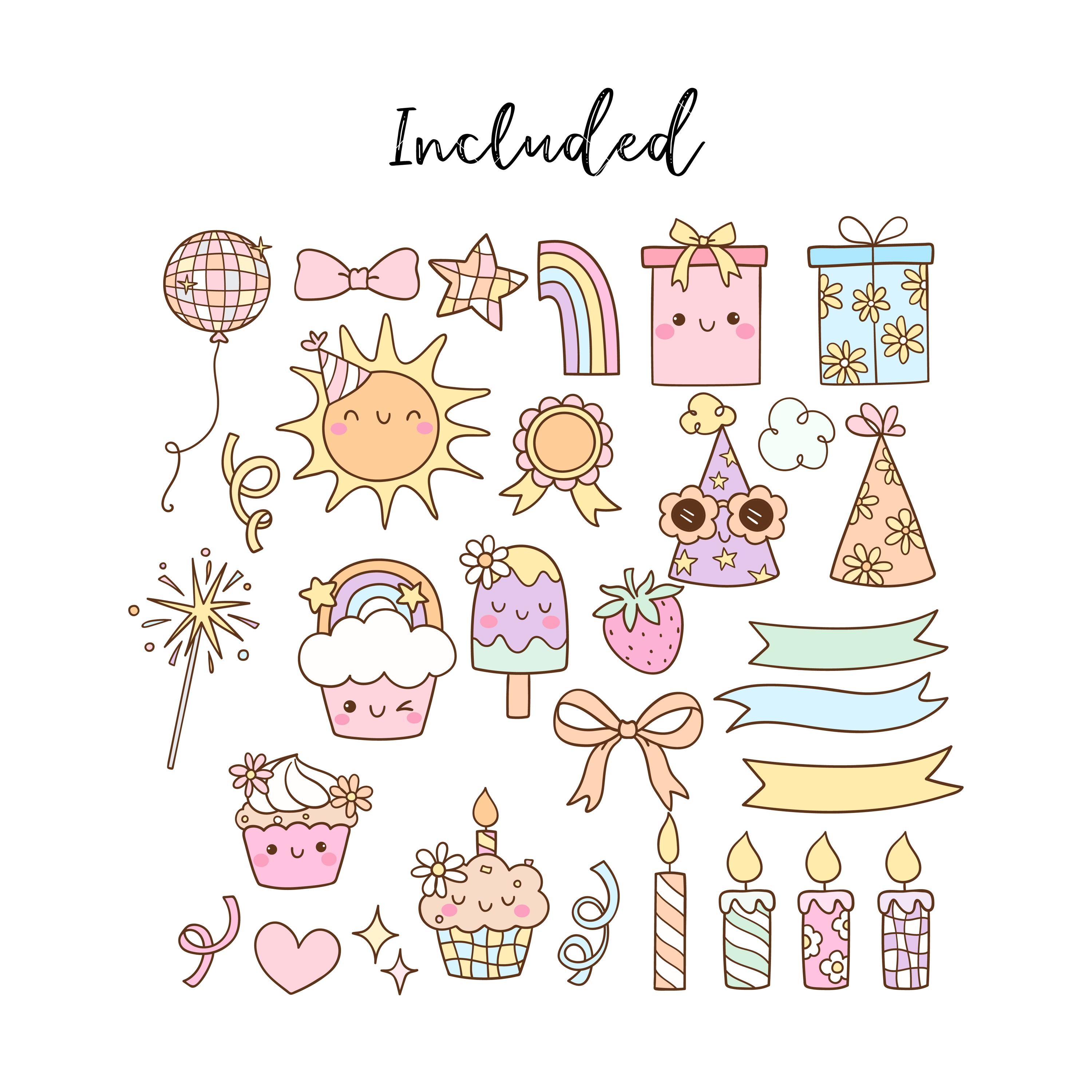 Groovy Pastel Birthday Clipart Happy Birthday Png Classroom Decor Png ...