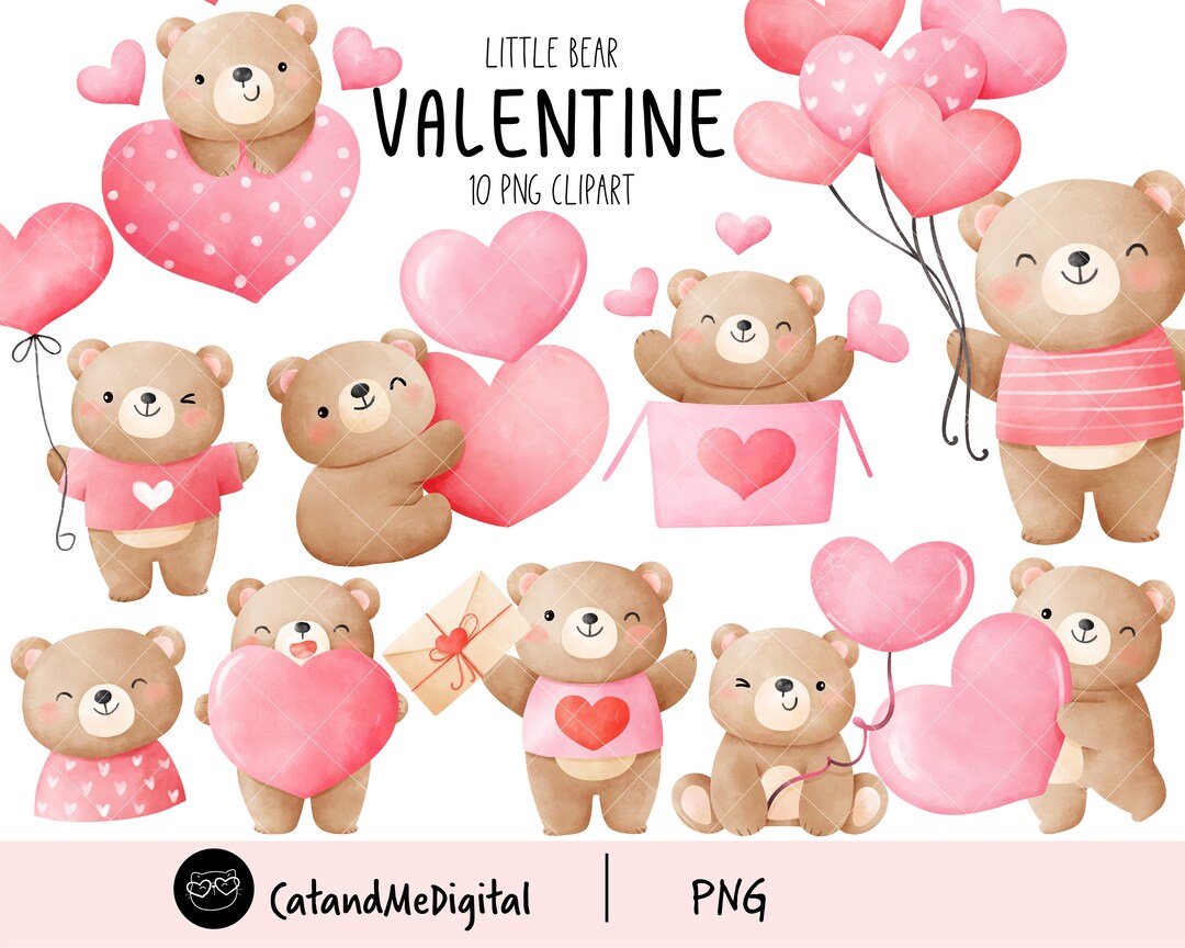 Little Bear Valentine Clipart Bear Clipart Heart Clipart Valentine's ...