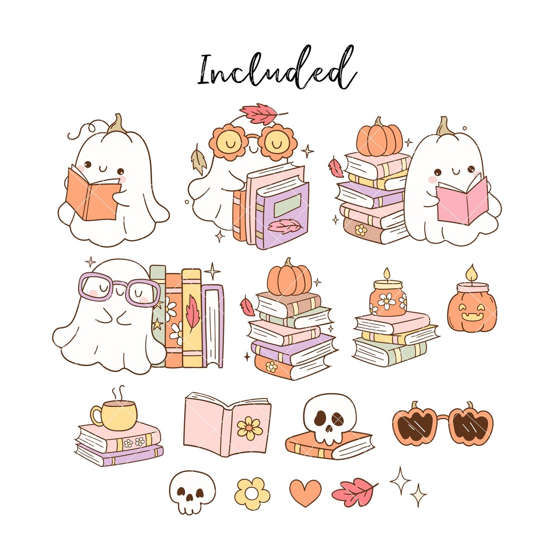 Ghost Reading Clipart Bookish Halloween Ghost Png Reading Autumn Vibes ...