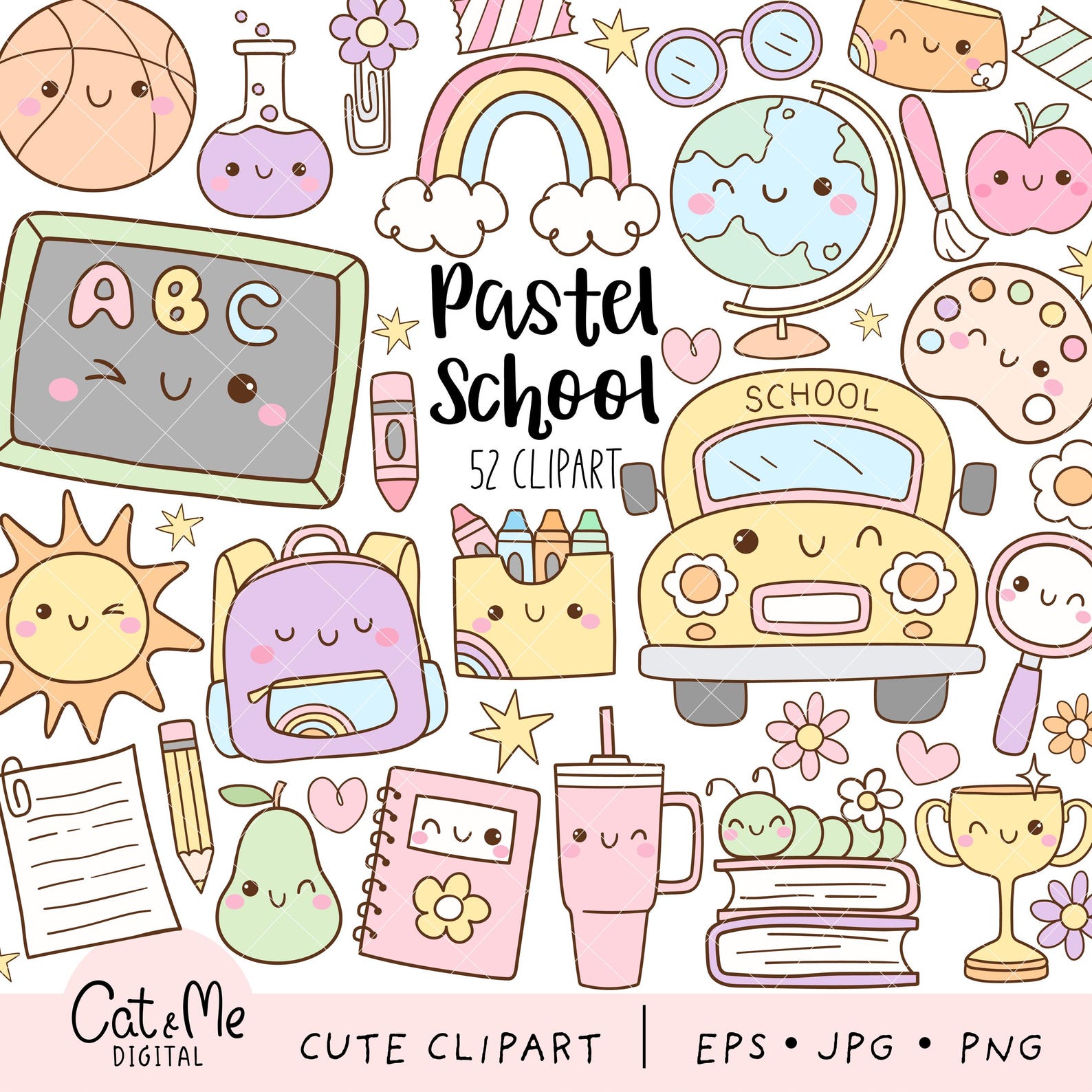 Pastel School Clipart Back to School Teacher Clipart Education Clipart ...