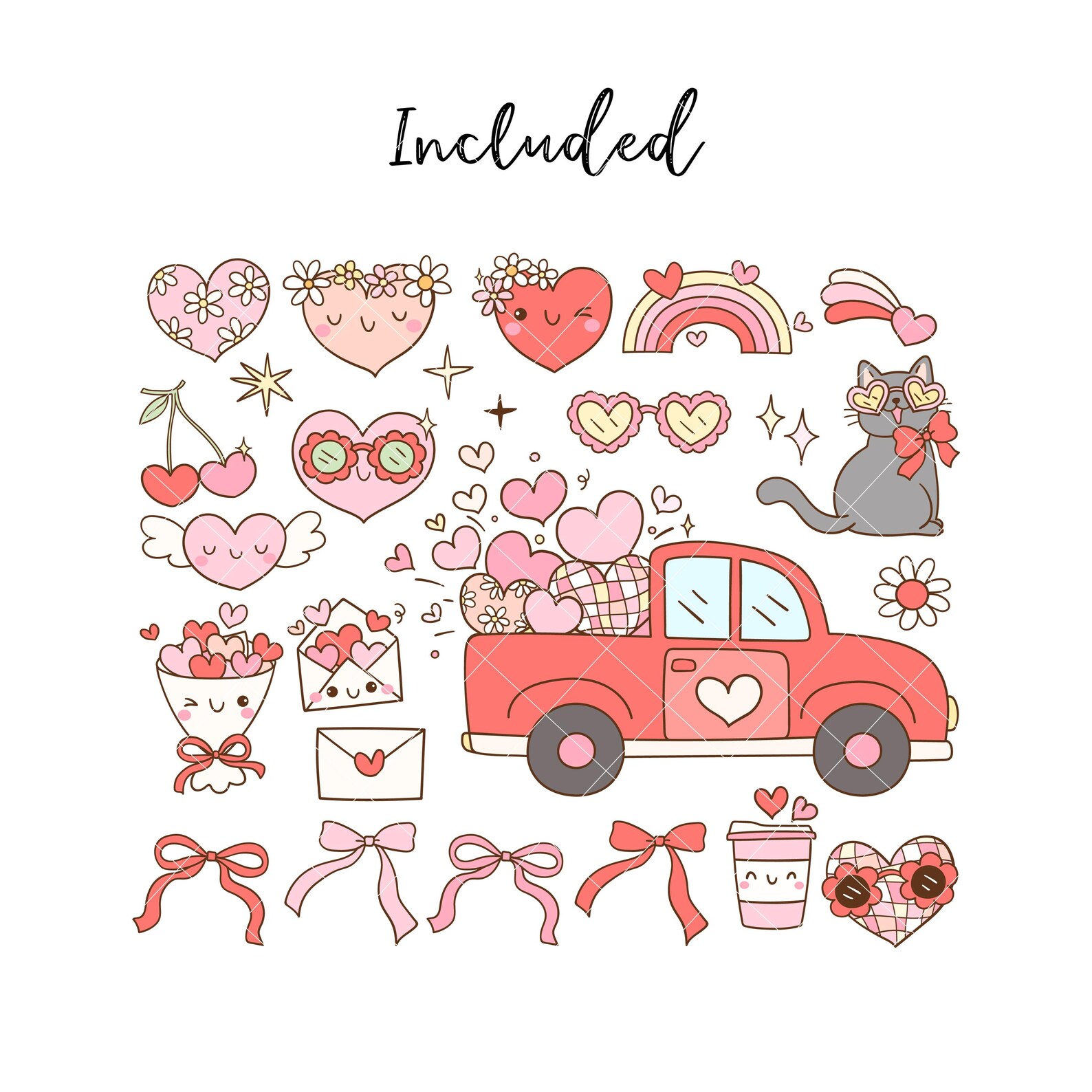 Groovy Valentine Clipart Retro Valentine's Day Clipart Hippie Love Png ...