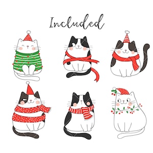 Cats Christmas Clipart Cat Clipart Winter Clipart Funny Cats Christmas ...