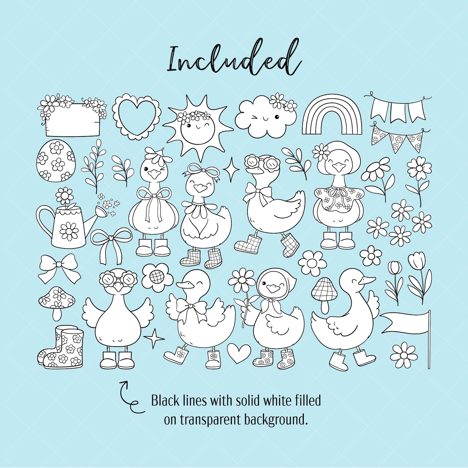Spring Silly Goose Digital Stamp Spring Coloring Silly Goose Stamp ...