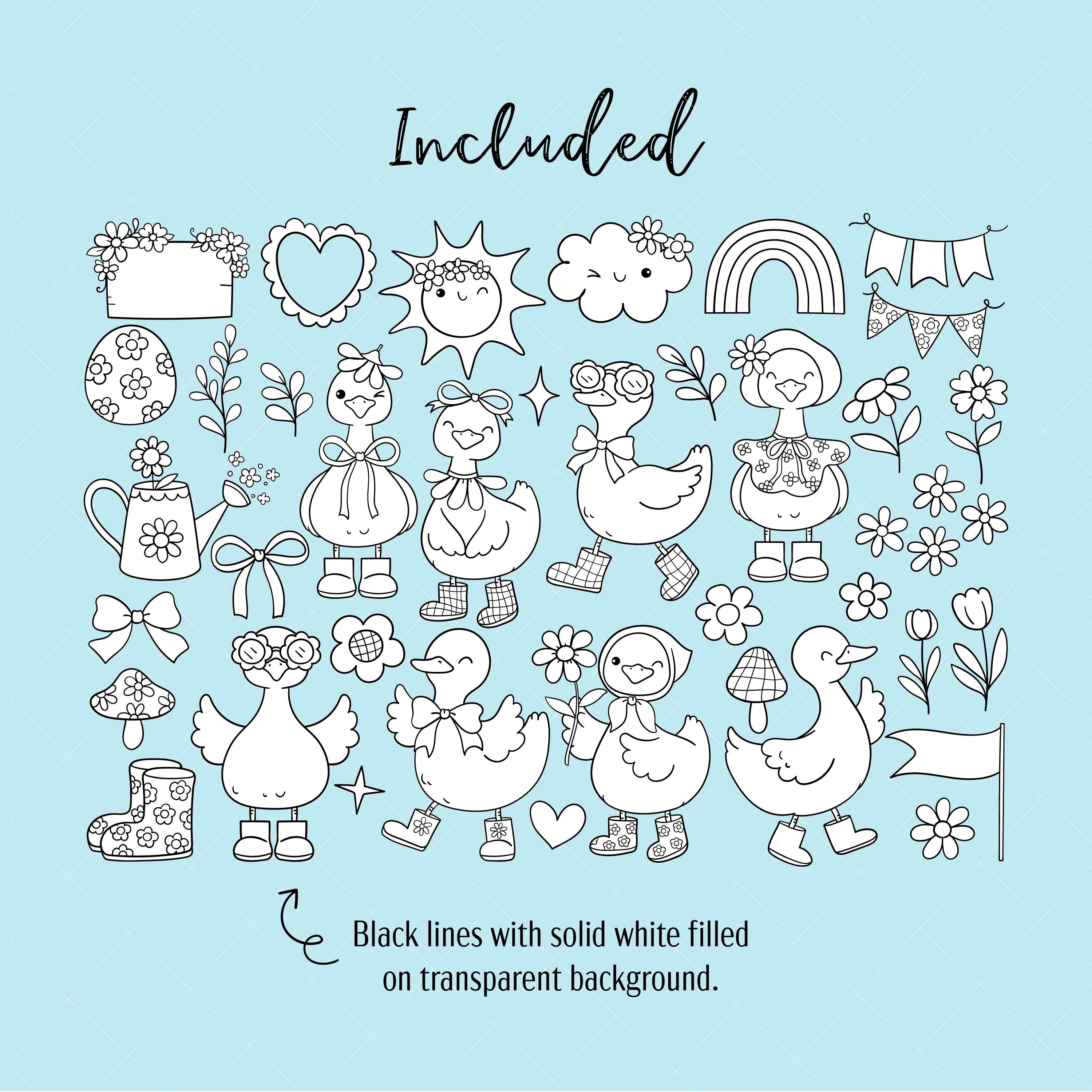 Spring Silly Goose Digital Stamp Spring Coloring Silly Goose Stamp ...