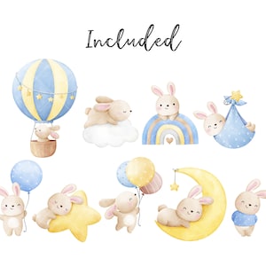 Baby Bunny Boy Clipart Watercolor Bunnies Nursery Animal Clipart ...