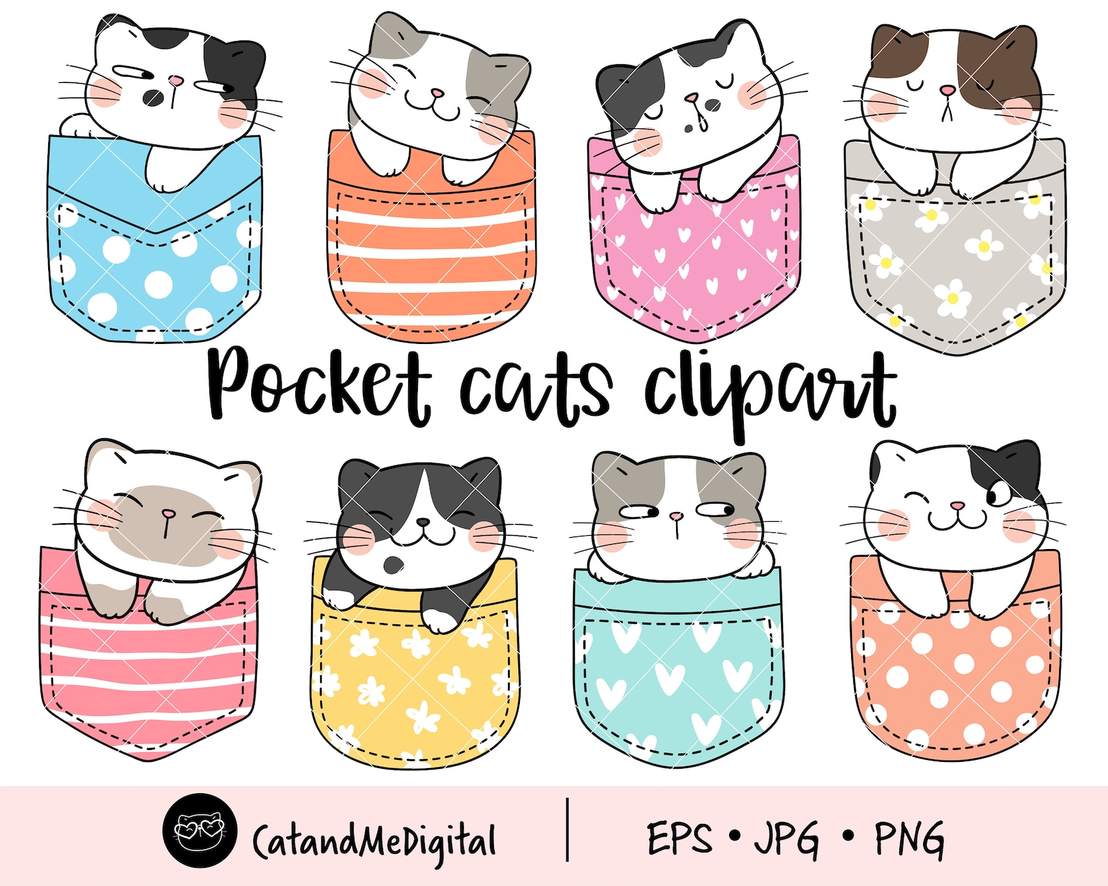 Pocket Cats Clipart Cat Clipart Baby Nursery Animal Png Clipart Kids ...