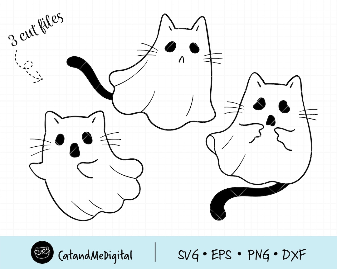 Ghost Cat Svg Ghost Svg Halloween Svg Ghost Clipart Cat Svg Spooky Cats ...