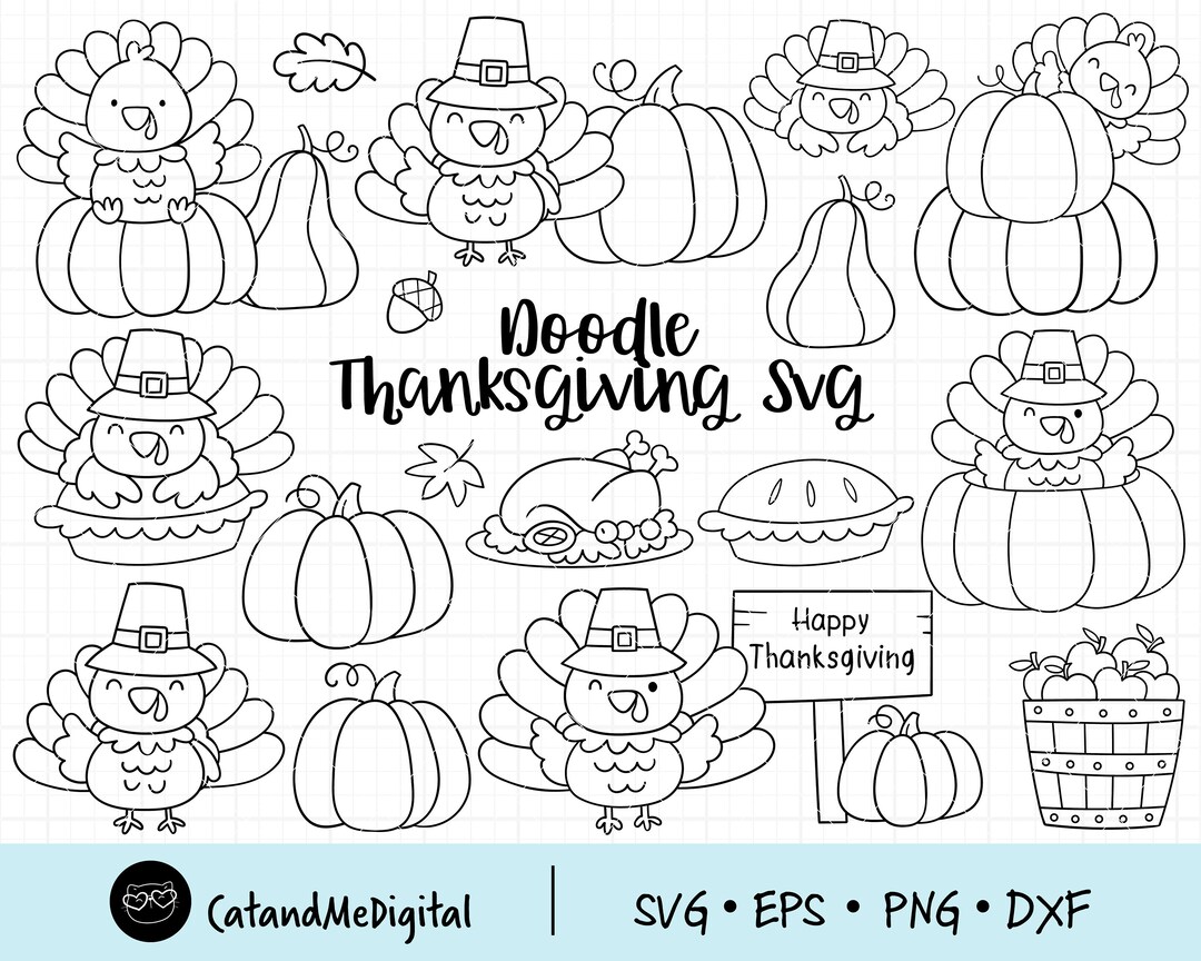 Doodle Thanksgiving Svg Outline Turkey Svg Thanksgiving Svg Turkey ...