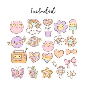 Pastel Good Vibes Clipart Groovy 70s Clipart School Decor Board Png ...