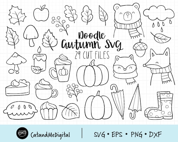 Doodle Autumn Svg Autumn Clipart Fall Season Svg Outline Svg - Etsy
