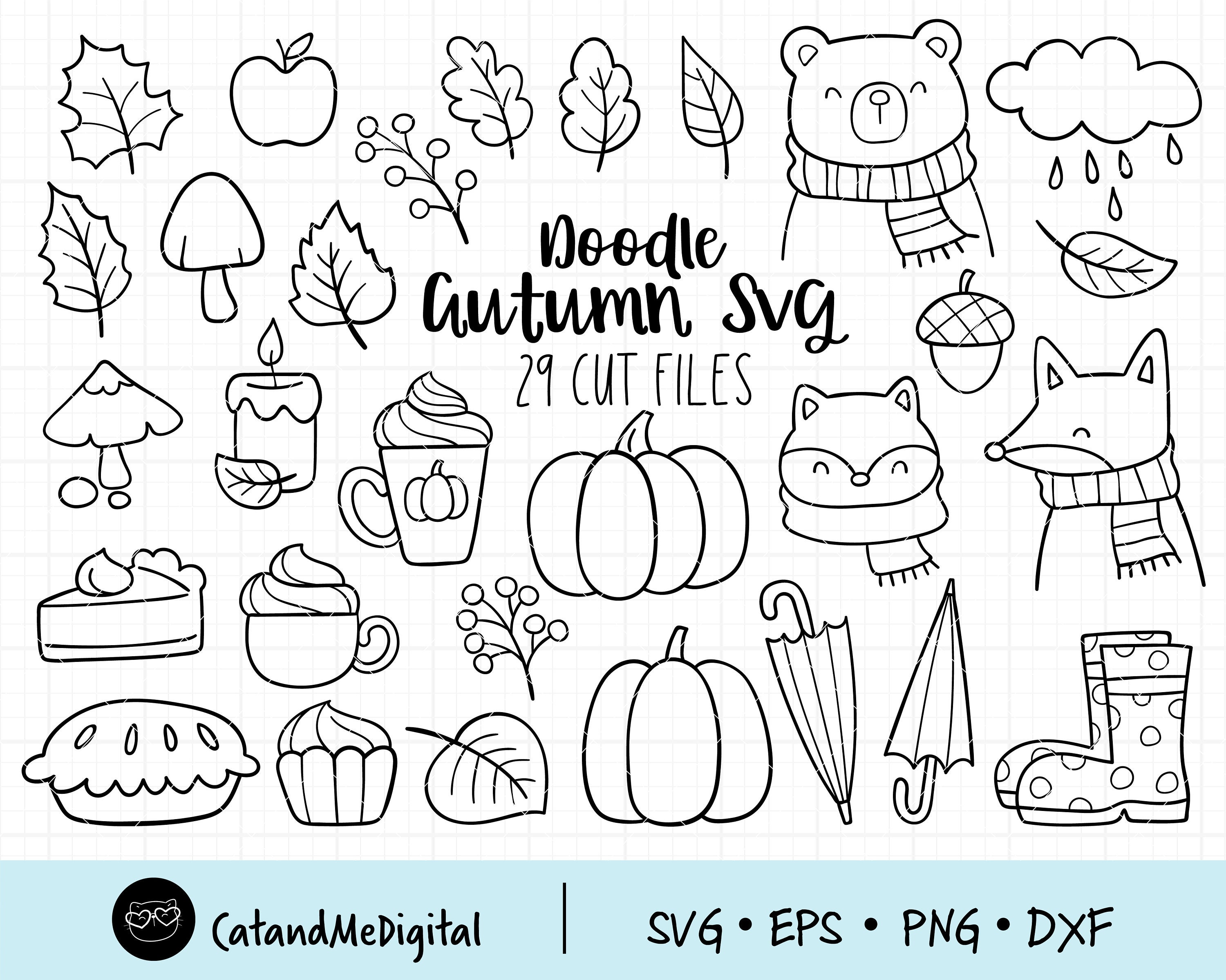 Doodle Autumn Svg Autumn Clipart Fall Season Svg Outline Svg - Etsy