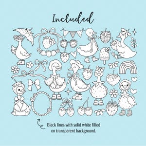 Strawberry Summer Goose Digital Stamp Doodle Silly Goose Stamp Groovy ...