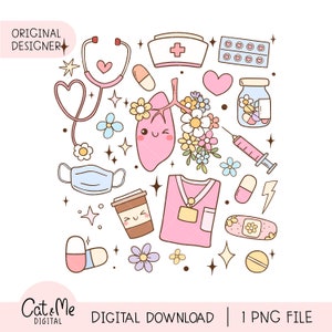 Doodle Retro Nurse Life Png Pink Nurse Png Medical Png Nurse Stuff Png ...