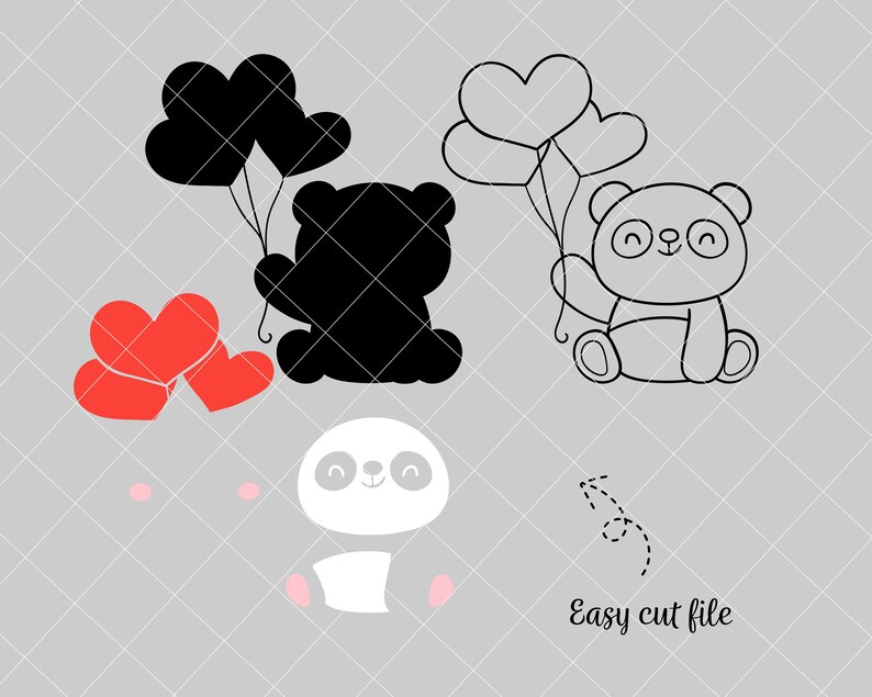 Baby Panda Valentine Svg Panda Svg Panda Clipart Bear Svg Valentine Svg ...