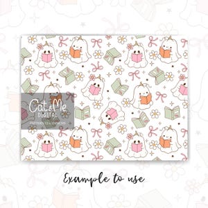 Girly Bookish Ghost Seamless Ghost Reading Pattern Trendy Bookish ...