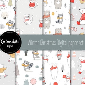 Christmas Digital Paper Christmas Winter Patterns Digital Paper Pack ...