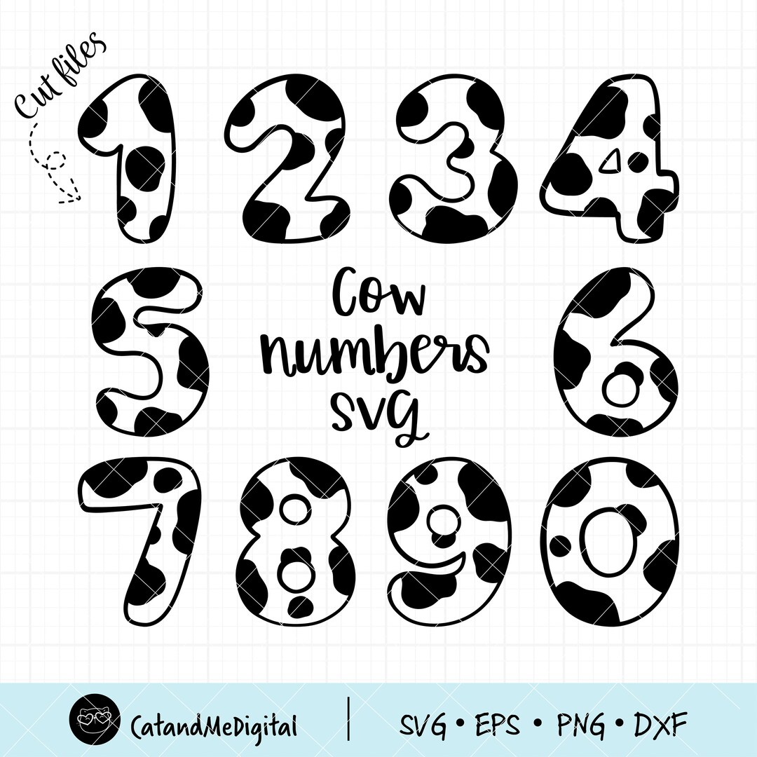 Cow Numbers Svg Cow Font Svg Cow Print Svg Cow Spots Svg Cow Letters ...
