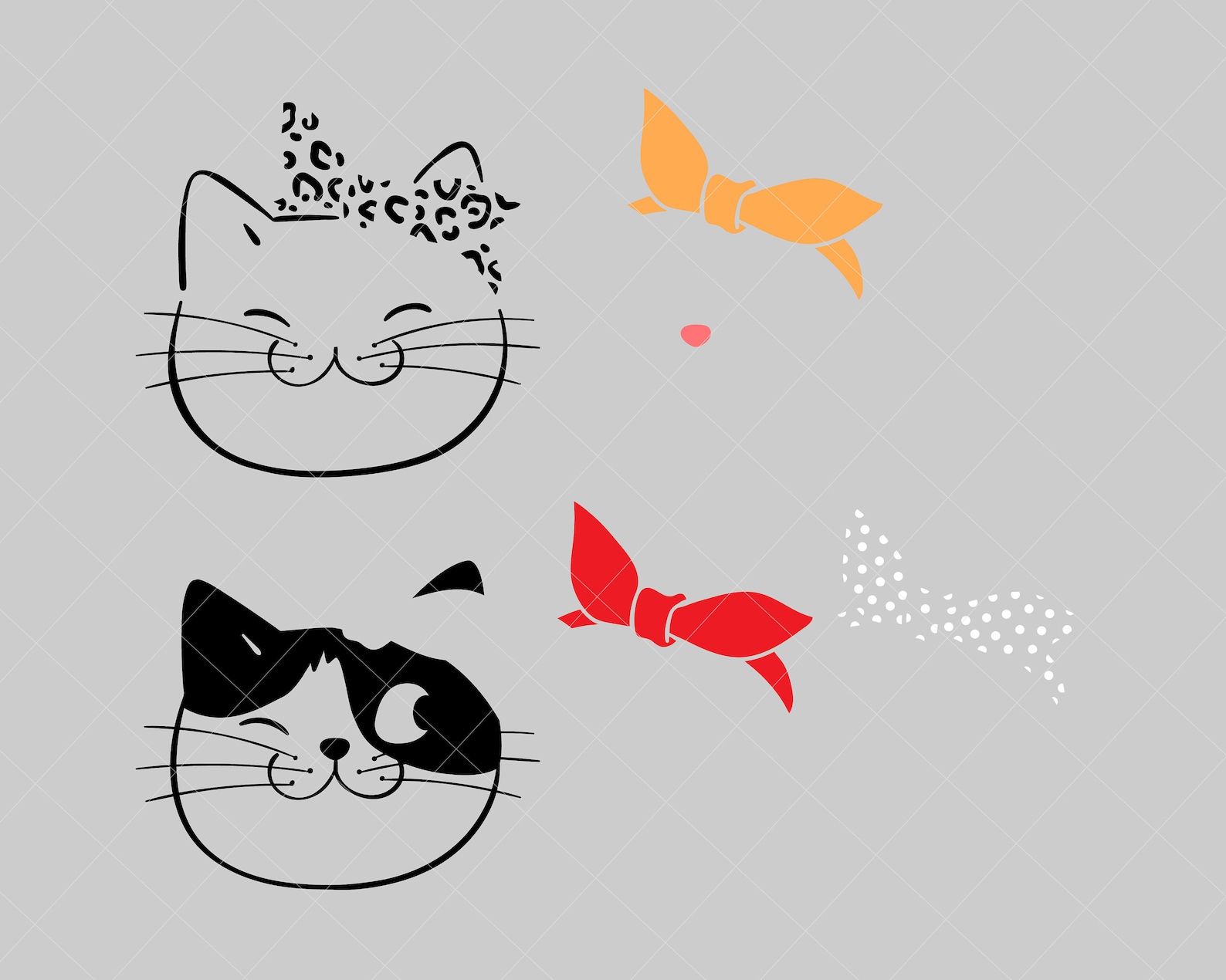 Bandana Cat SVG Cat Head Scarf Face Cat Cutting Files Cat With | Etsy