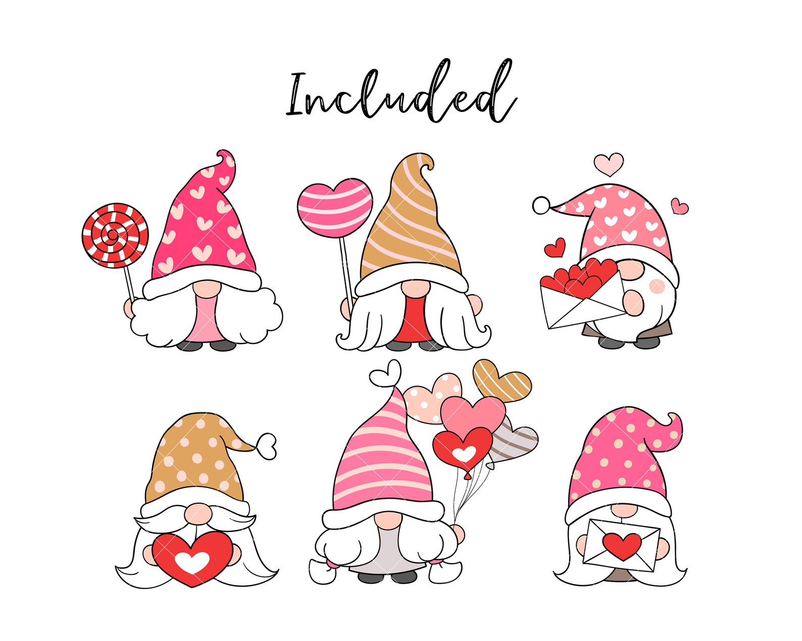 Valentine Gnome Clipart Gnome Clipart Valentine Clipart Love | Etsy