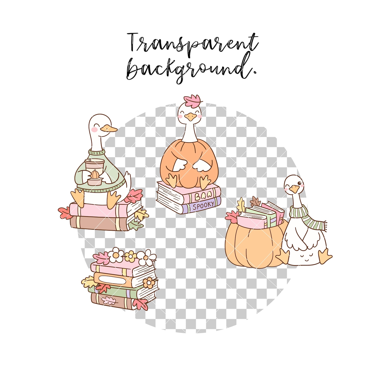 Fall Goose Reading Clipart Autumn Goose Png Autumn Bookish Png Cozy ...