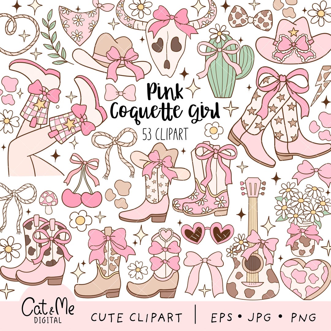 Pink Coquette Cowgirl Clipart Cowgirl Bow Png Western Cowgirl Png Soft ...
