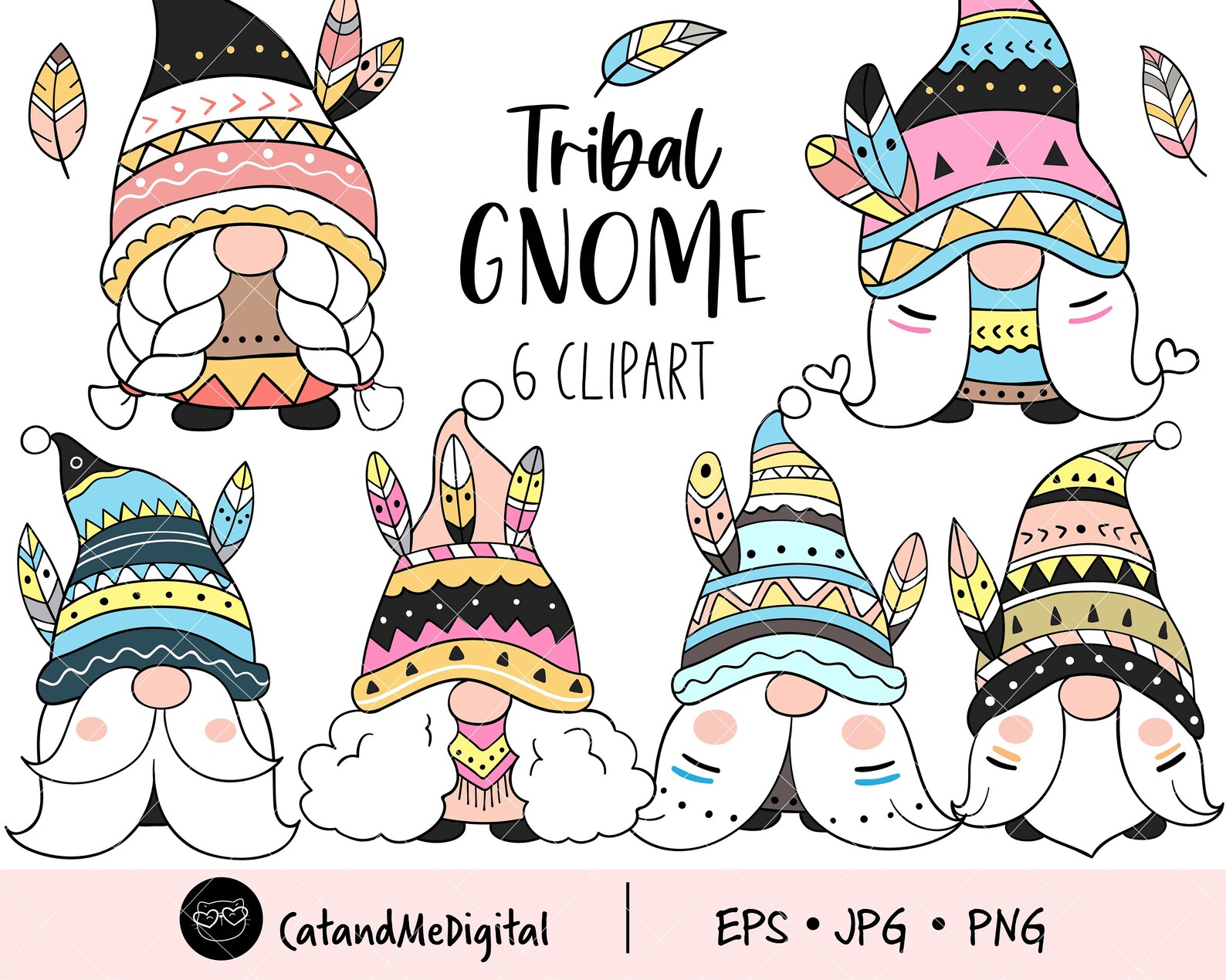 Tribal Gnome Clipart Png Boho Gnomes Nordic Gnomes Bohemian - Etsy