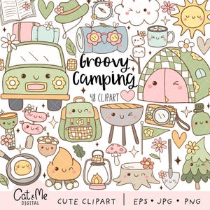 Groovy Camping Clipart Retro Camping Png Travel Clipart Summer Camp Png ...