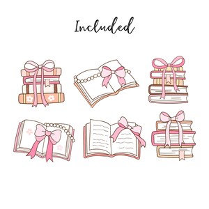 Coquette Books Clipart Booklover Clipart Pink Bow Png Victorian Vintage ...
