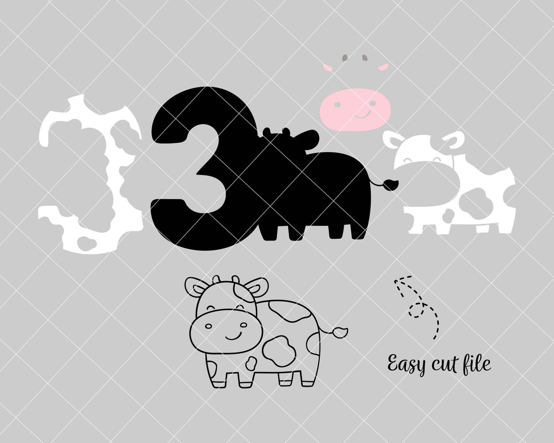 Cow Birthday Svg Third Birthday Svg Birthday Boy Girl Kid Cow Svg Kids ...