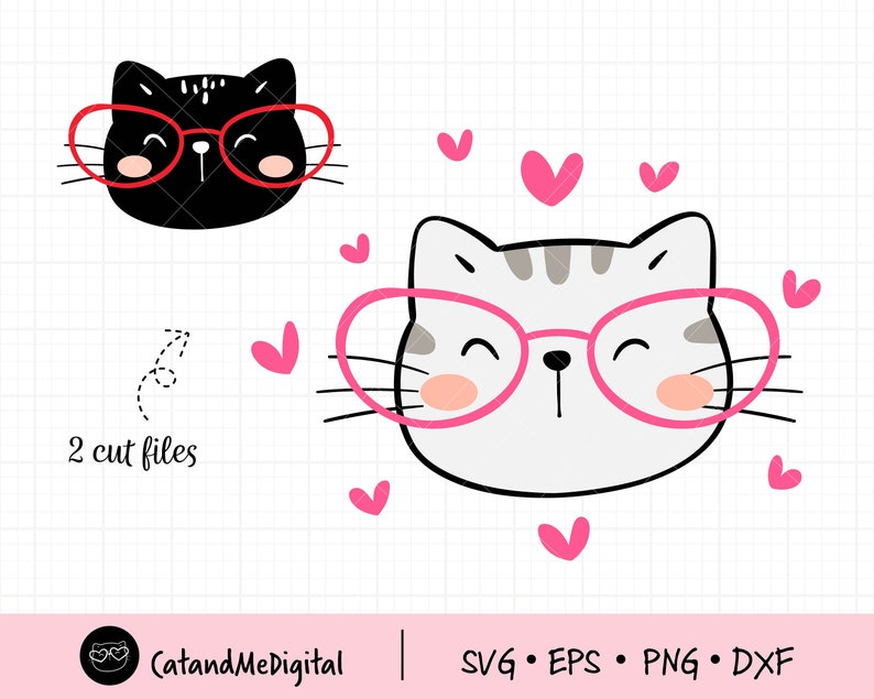 Cute Face Cat Valentine Svg Valentine Cat Svg Valentine - Etsy
