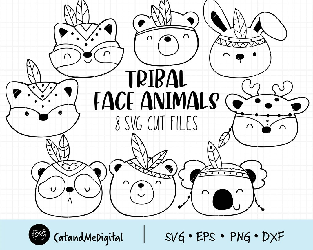 Tribal Animal Svg Boho Animals Svg Animal Face Svg Forest Animals Svg ...