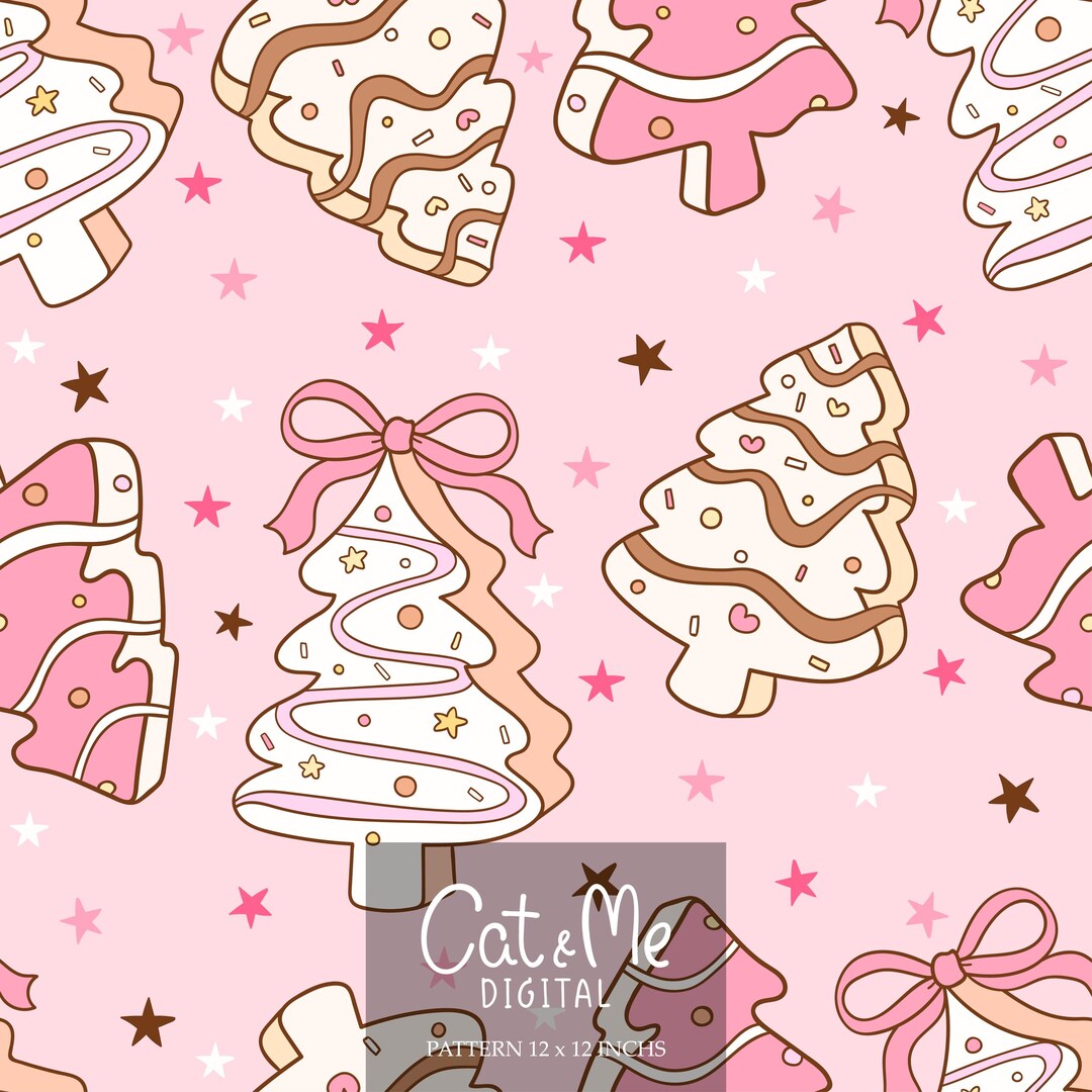 Pink Christmas Tree Cake Pattern Christmas Seamless Christmas Desserts ...