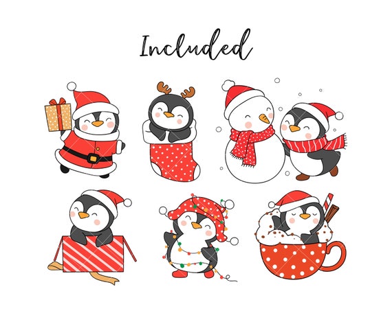 Cute Christmas Penguins Clipart