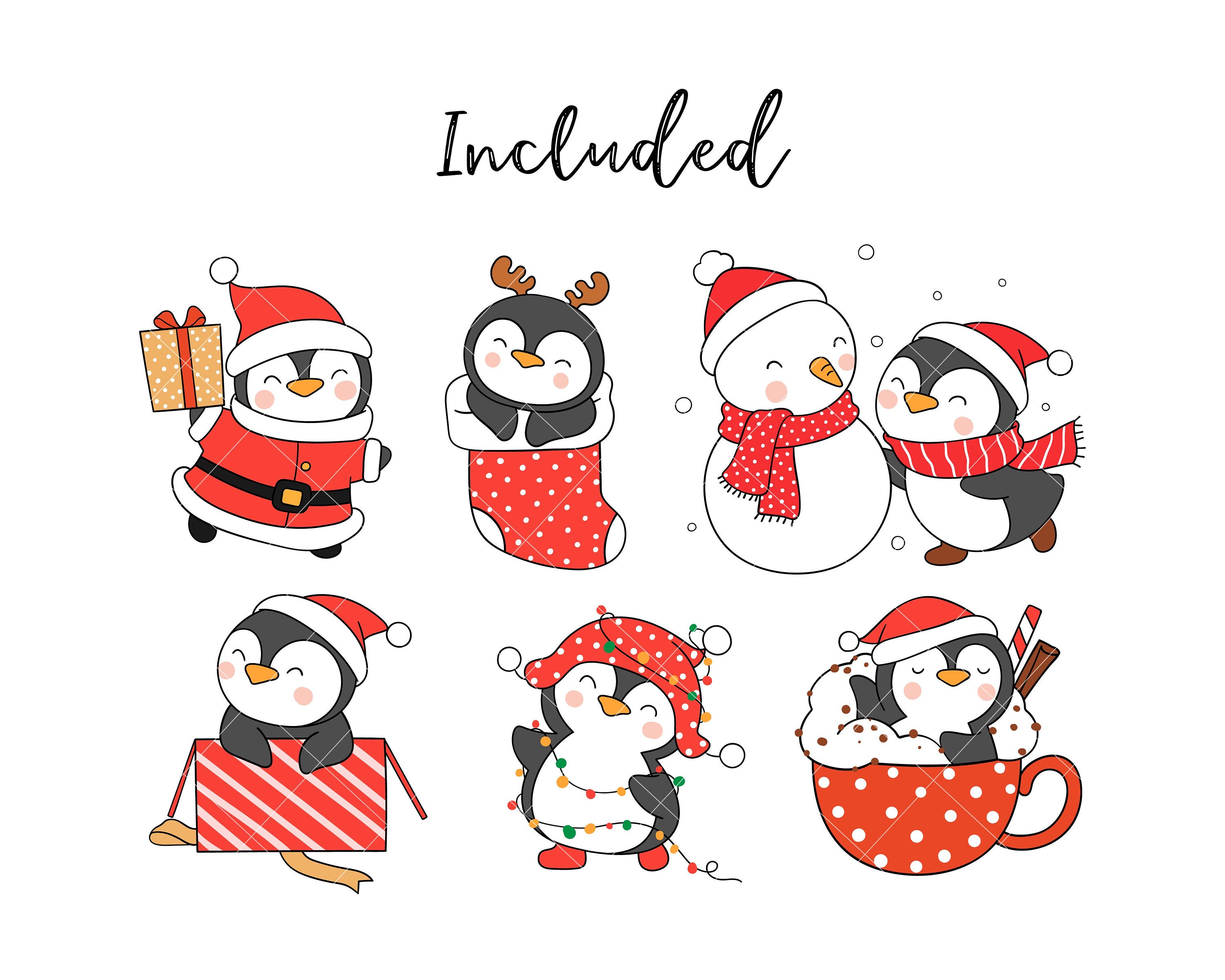 Christmas Penguin Clipart Bird Clipart Arctic Animal Png - Etsy