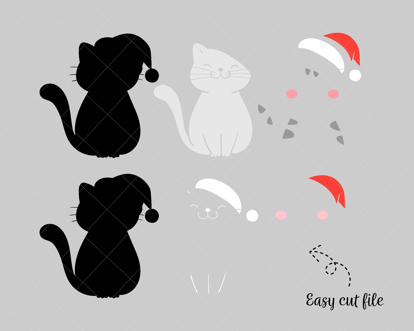 Christmas Cat SVG Cut File Christmas Clipart Christmas Holidays Kitten ...