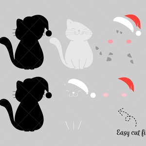 Christmas Cat SVG Cut File Christmas Clipart Christmas Holidays Kitten ...