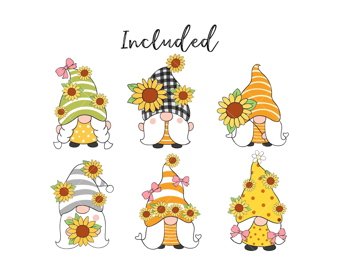 Sunflower Gnome Clipart Spring Gnome Summer Gnomes Nordic - Etsy