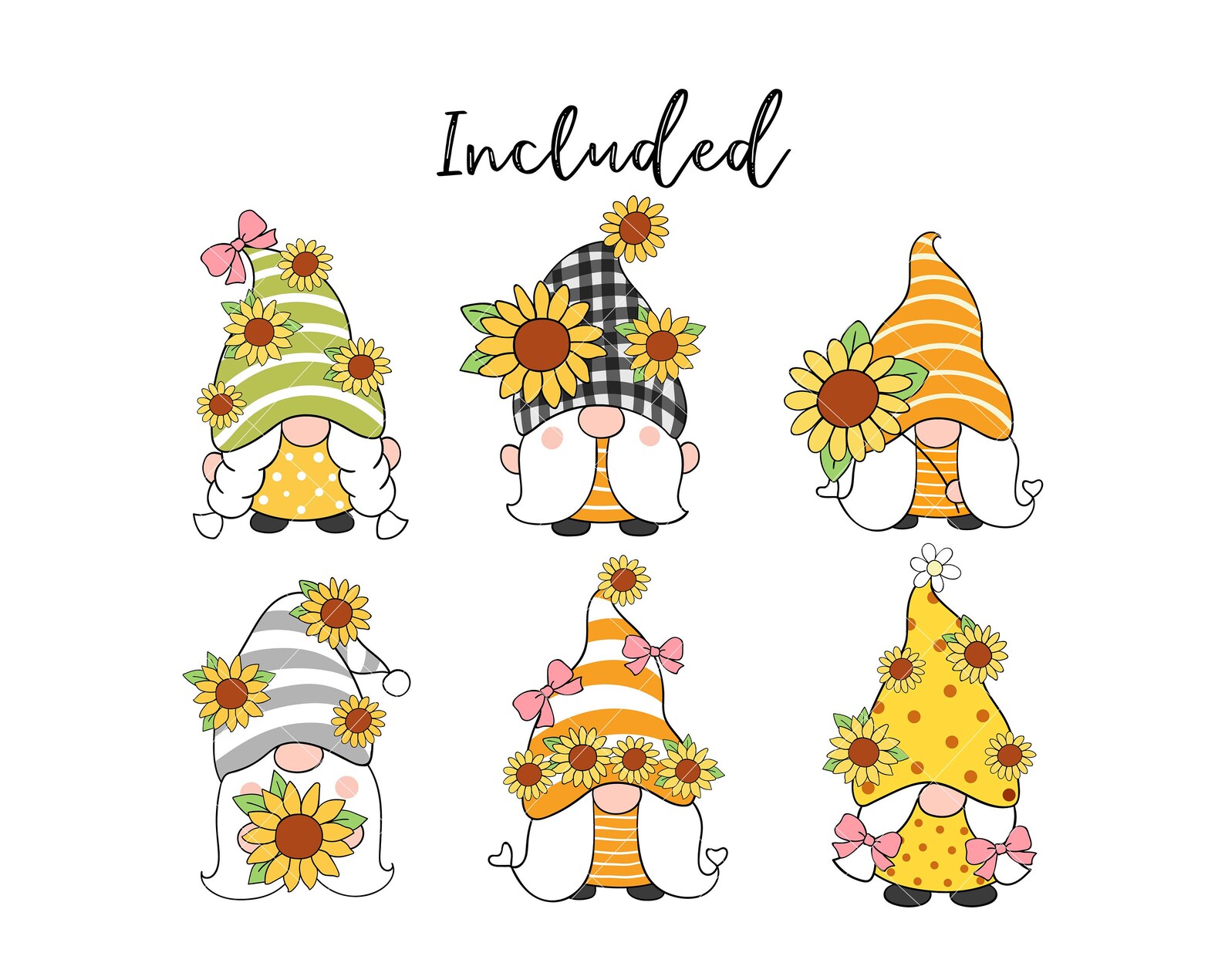 Sunflower Gnome Clipart Spring Gnome Summer Gnomes Nordic | Etsy