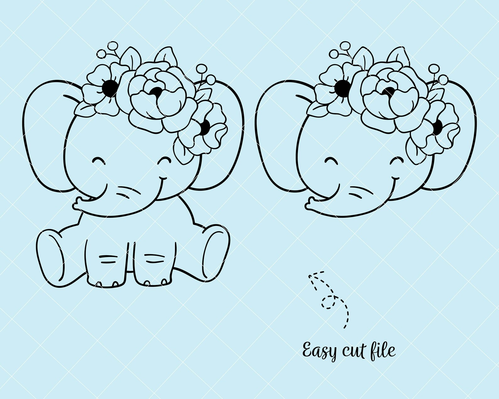 Floral Elephant Svg Flower Crown Svg Elephant Svg Cut File Animal Face ...